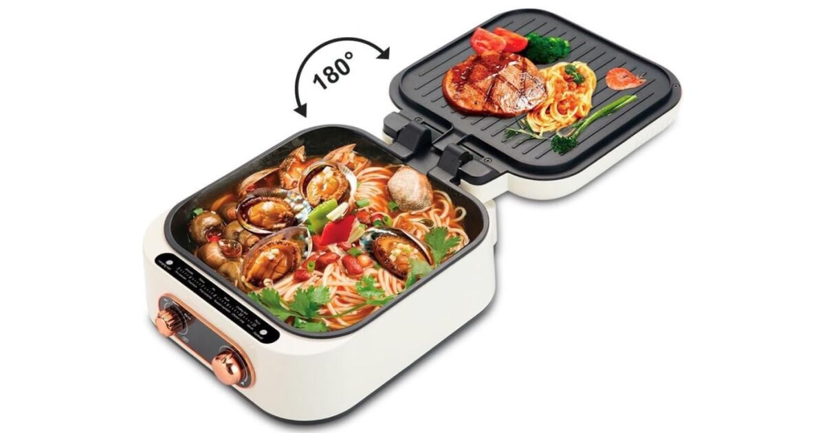 Multicooker RAF 3 In 1 Hot Pot Grill putere 1800W Alb | Pepita.com