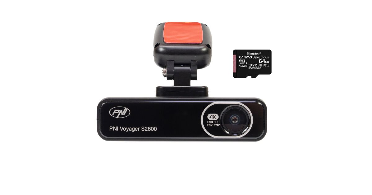 Camera auto DVR PNI Voyager S2600 WiFi, 4K Ultra HD, GPS si card ...