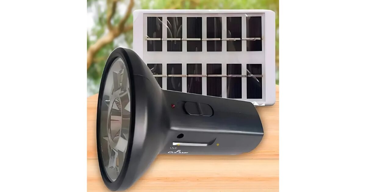 Újratölthető napelemes LED kézi lámpa – hordozható és energiatakarékos ...