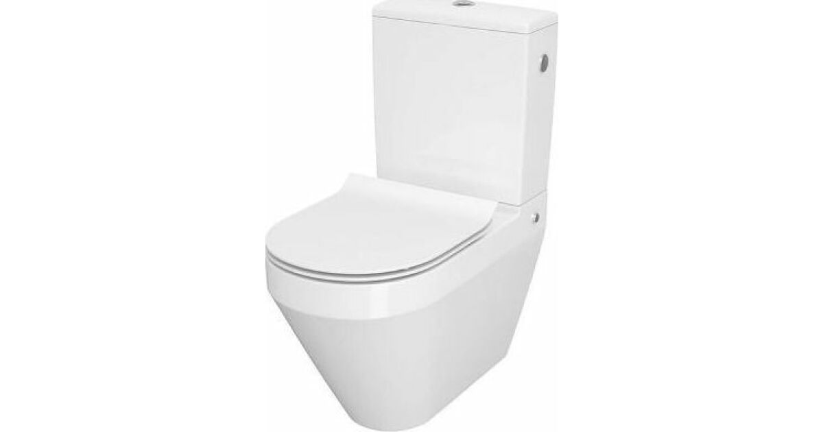 Set vas WC Crea Cersanit compact Back-To-Wall, Clean ON, oval + capac ...
