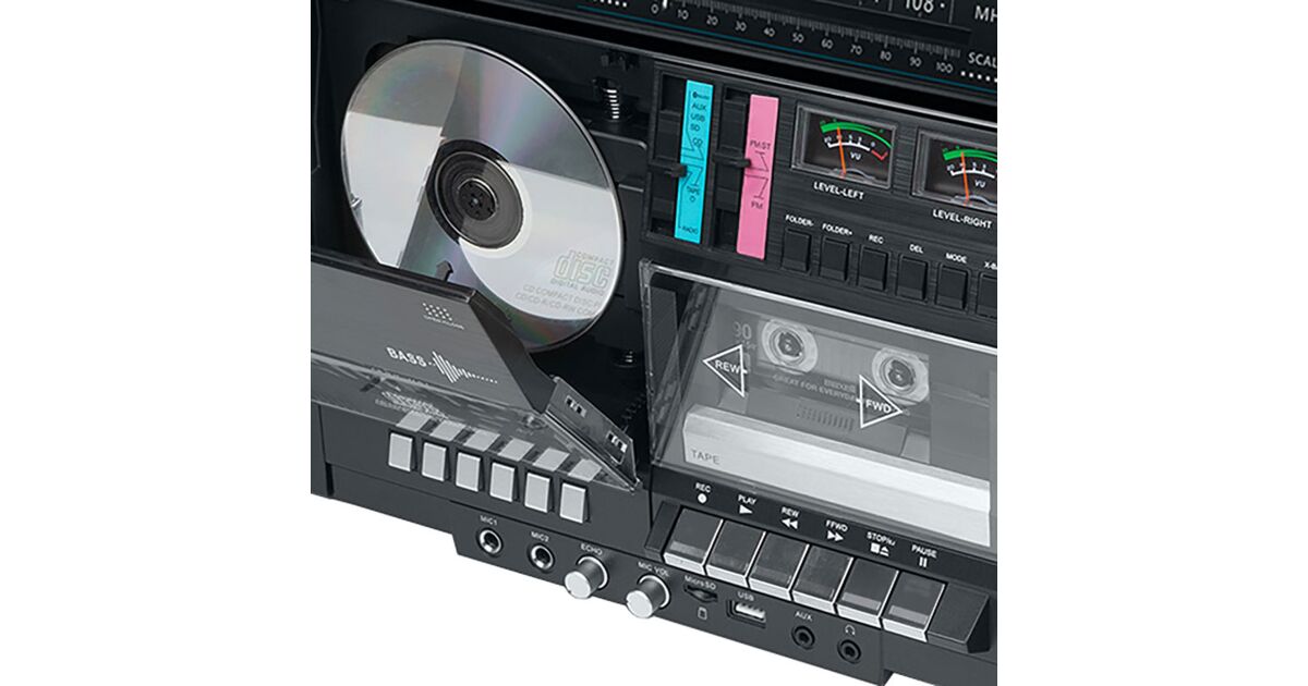 Muse M-380 GB Bluetooth Hordozható CD lejátszó és Kazettás magnó Rádió ...