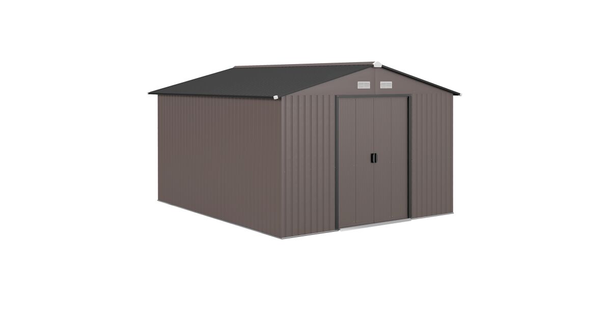 Outsunny Kerti Fészer 8,3m² Horganyzott Acél, Dupla Tolóajtók ...