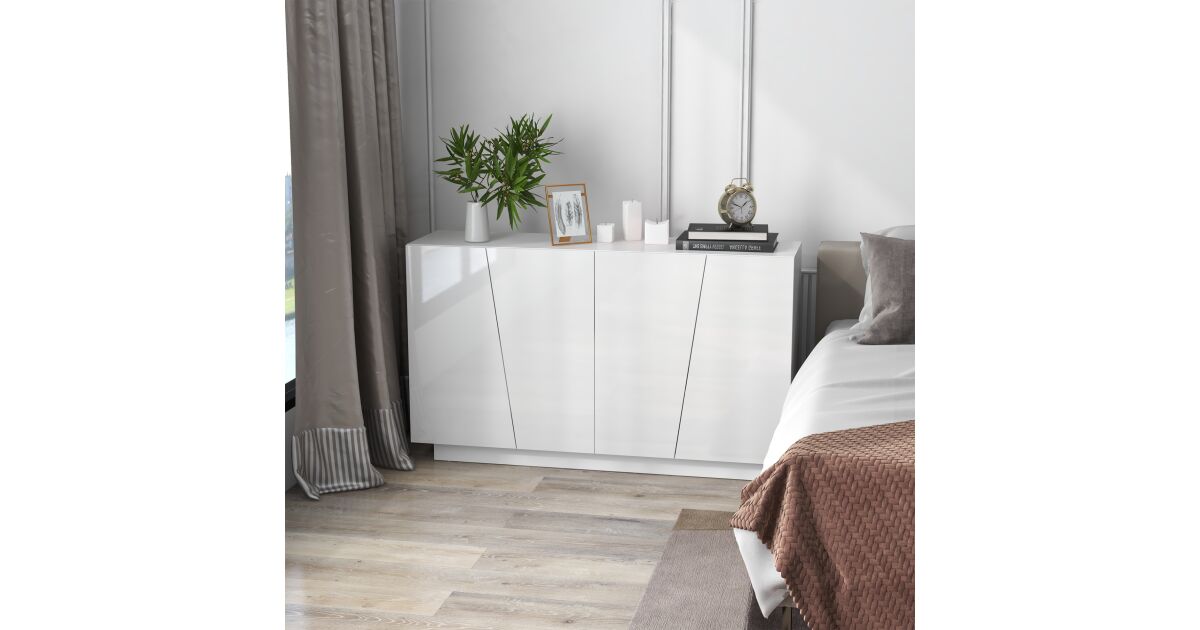 Homcom Dulap Alb 150×40×88 cm – 5 Niveluri & Polita Reglabila | Pepita.com