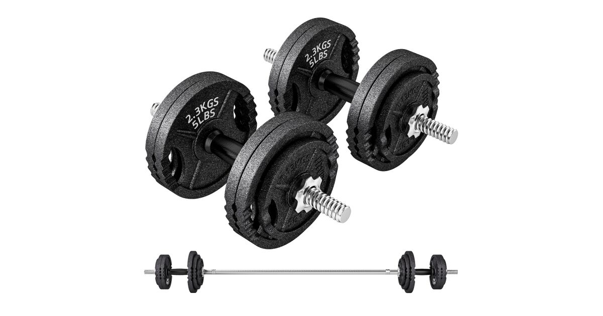 Set SPORTNOW de Greutăți pentru Sală 2 în 1 de 42 kg cu 14 Discuri ...