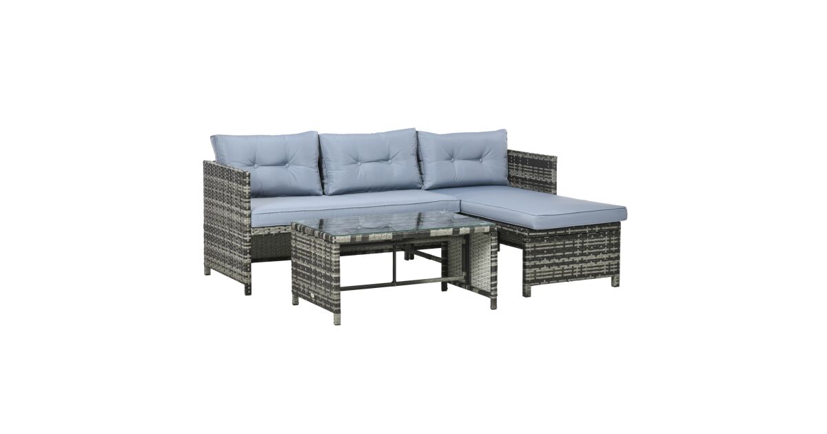 Mobilier pentru gradina cu canapea 2 locuri, sezlong si masuta, set ...
