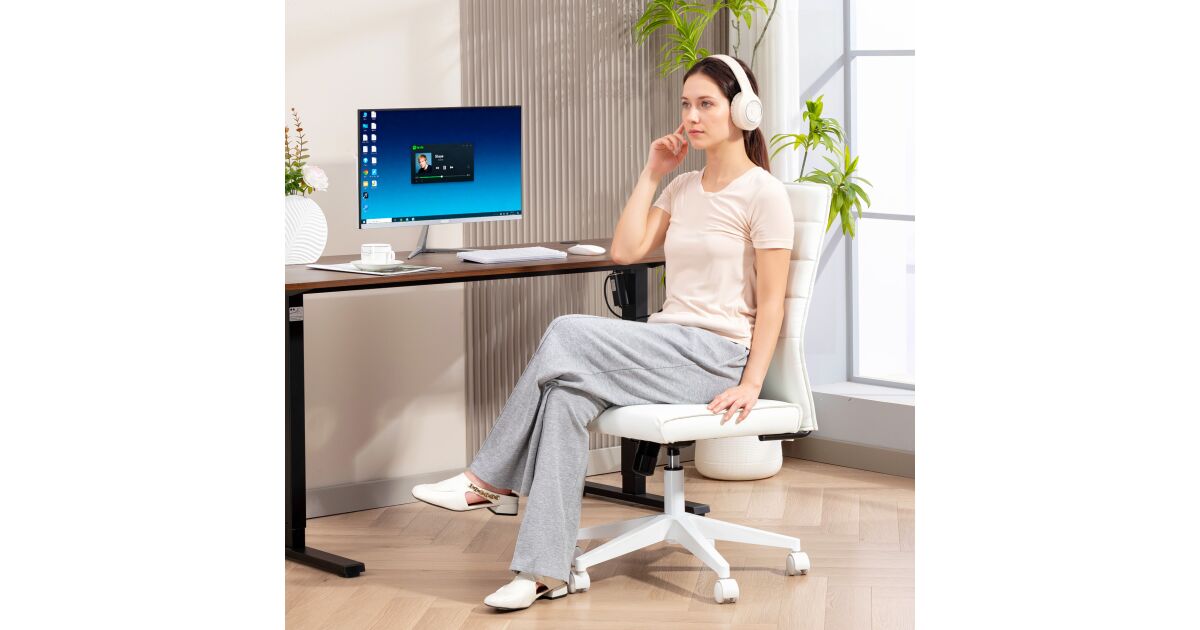 HOMCOM Ergonomikus, állítható irodai szék, ívelt háttámlával, PU bőrből ...