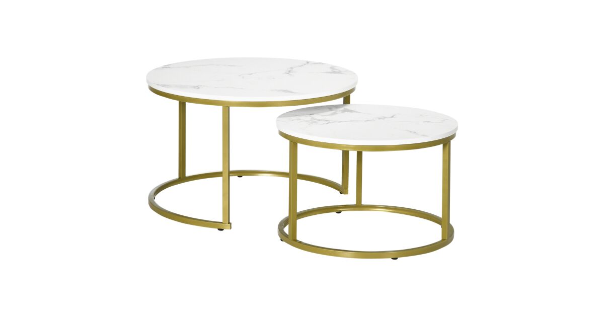 Recenzii: HOMCOM Set de 2 mese rotunde, set de masute de cafea stivuite ...