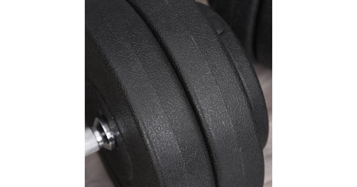 HOMCOM Set Gantere 50 kg – Reglabile cu 12 Discuri Cauciucate | Pepita.com