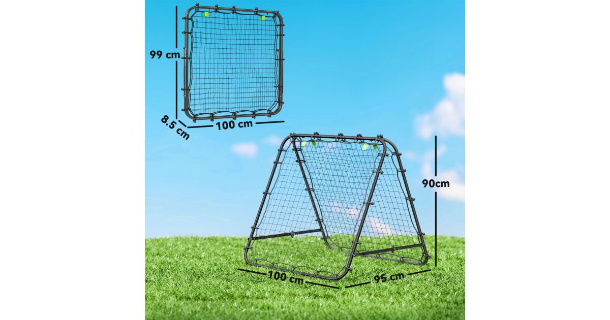 HOMCOM Poartă de Fotbal Rebounder Pliabilă cu Unghi Reglabil și Pichete ...