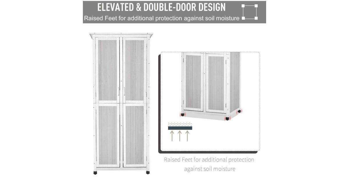 Outsunny Magazie din Lemn de Brad pentru Unelte cu 3 Niveluri, cu ...