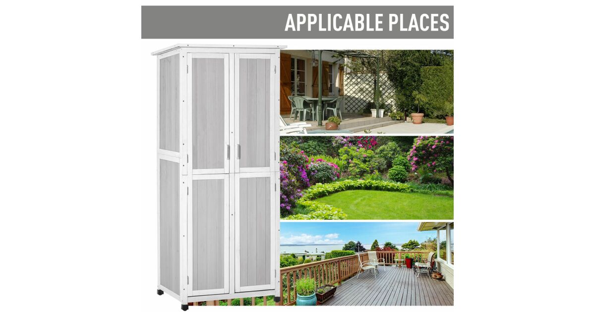 Outsunny Magazie din Lemn de Brad pentru Unelte cu 3 Niveluri, cu ...