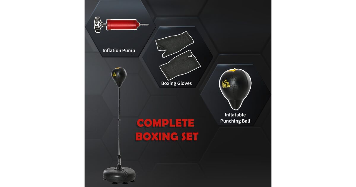 HOMCOM Sacco da Boxe Altezza Regolabile con Pera Veloce e Metallo ...
