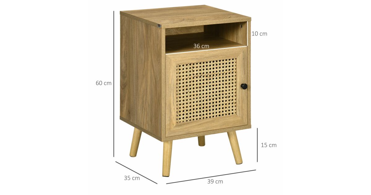 HOMCOM Set de 2 noptiere moderne pentru dormitor si living cu dulap si ...