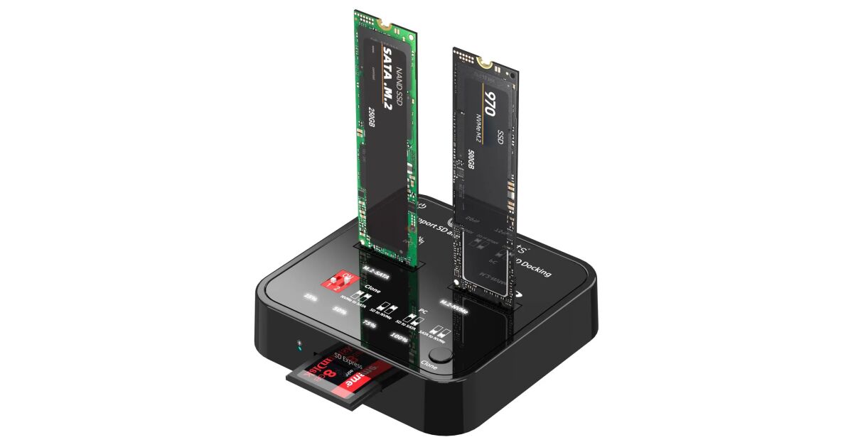CoreParts USB3.2 Type-C (10Gbps) M.2 SATA/NVMe SSD Clone Docking with ...