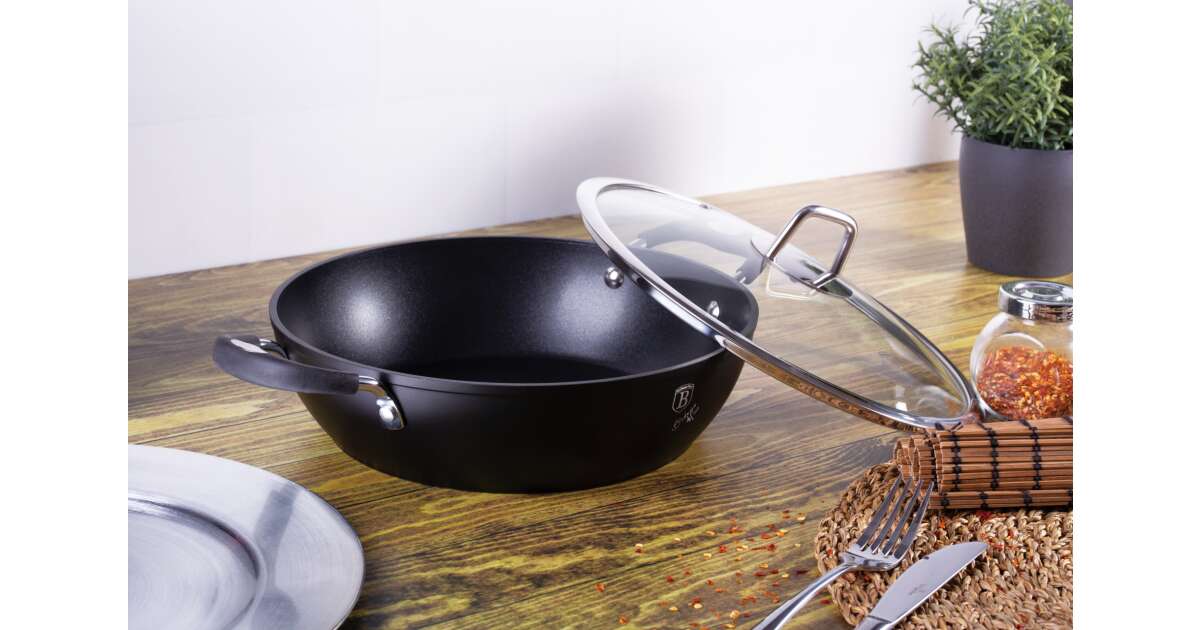 Berlinger Haus BH-6125 Alacsony lábas fedővel, 28 cm, Black ...