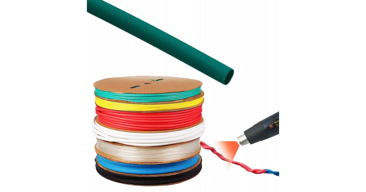 Tub Termocontractabil Verde 1mm 1m - Perete Subțire Ignifug | 2:1, Ø1mm ...