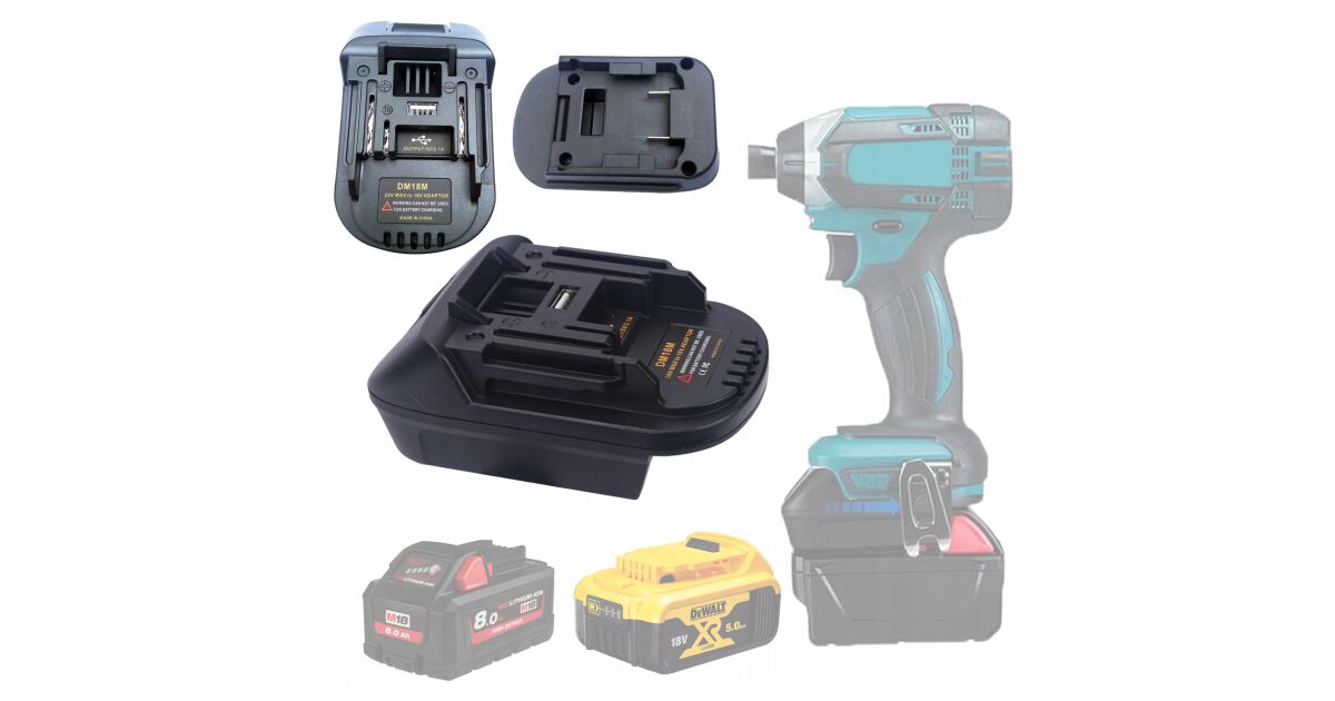 Adaptor DM18M - Conversie Baterie Dewalt/Milwaukee La Makita 18V | USB ...