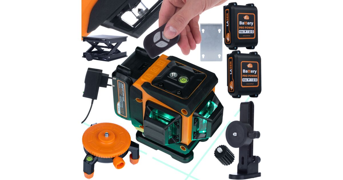 Krížový Laser RAPH 12L – 12 Línií Zelený | IP54 USB‑C 2×3600 mAh ±2 mm ...