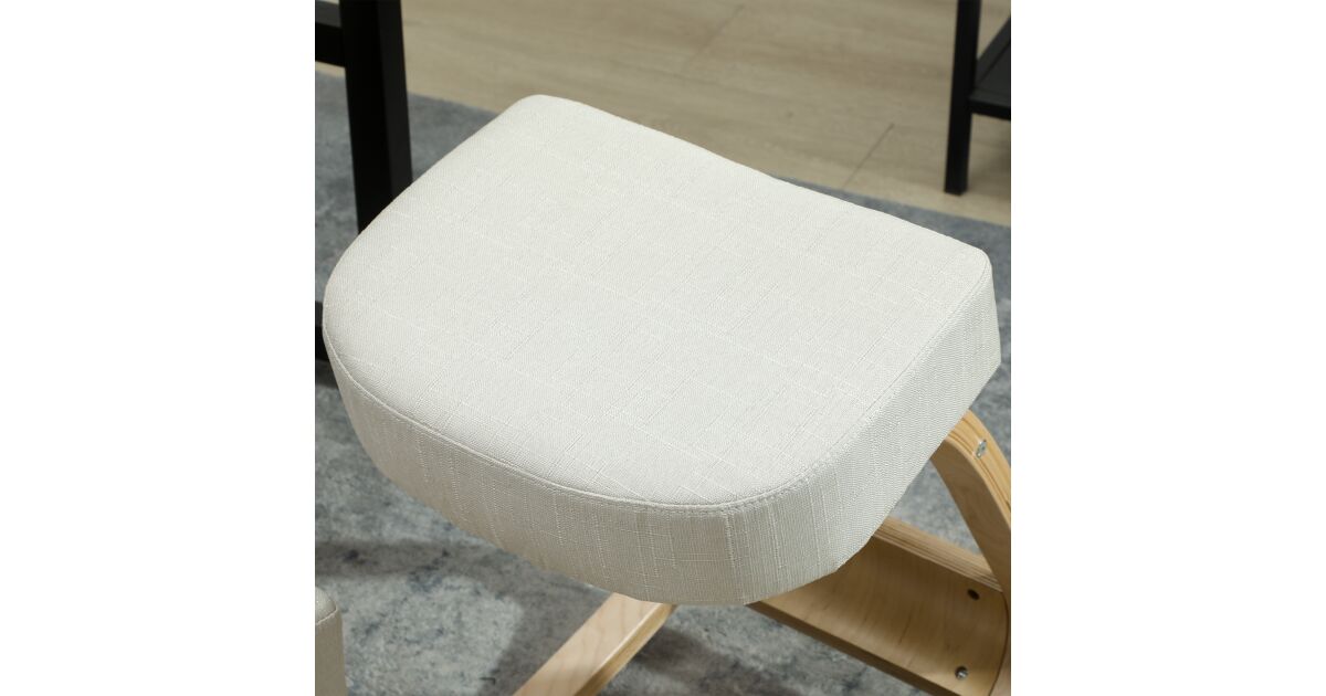 Vinsetto Scaun ergonomic pentru genunchi din mesteacăn și pernă Crem ...