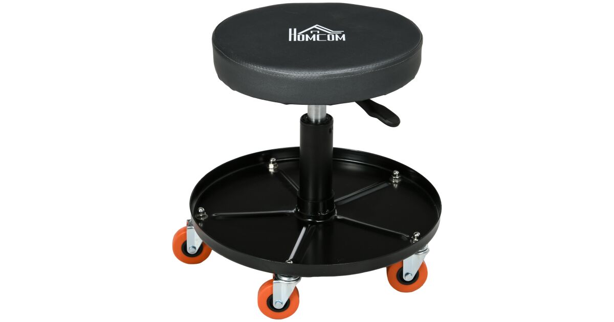 Workshop Stool, Pneumatic Adjustable Rolling Mechanic Stool with Tool ...