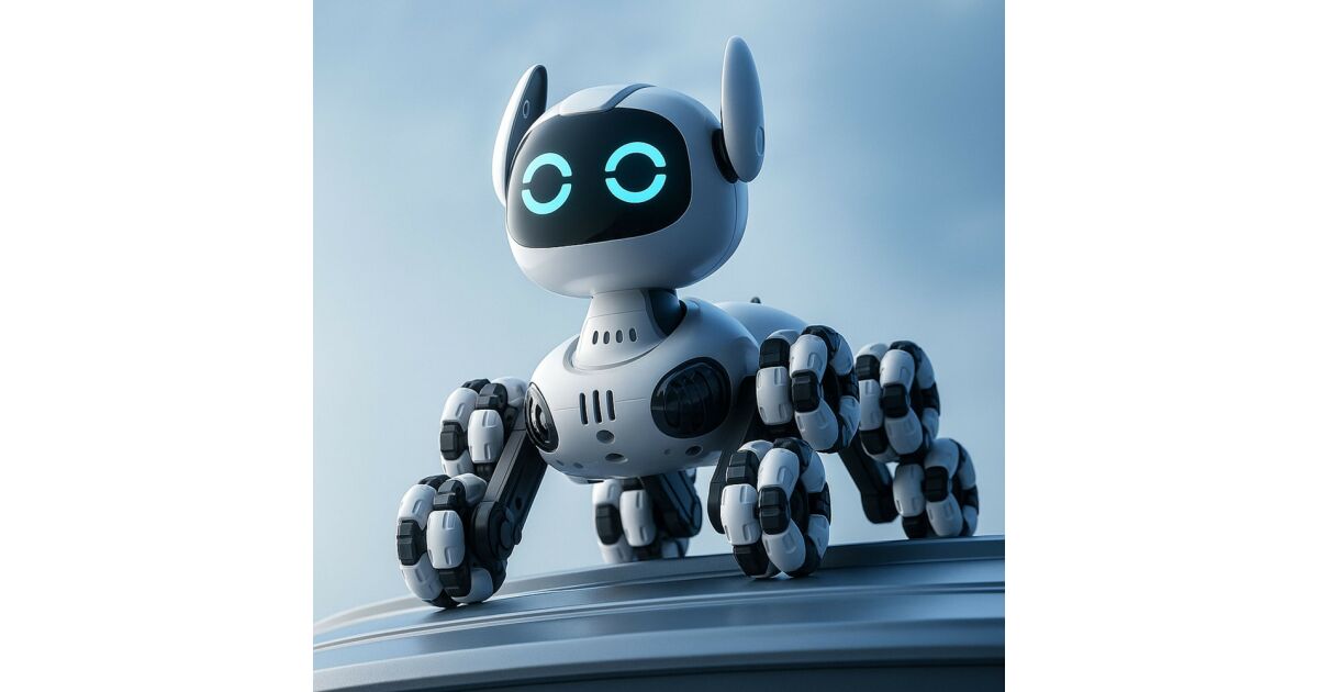 TOOBY Câine Robot Telecomandat RC Lumini 360° Sunete Alb-Negru | Pepita.com