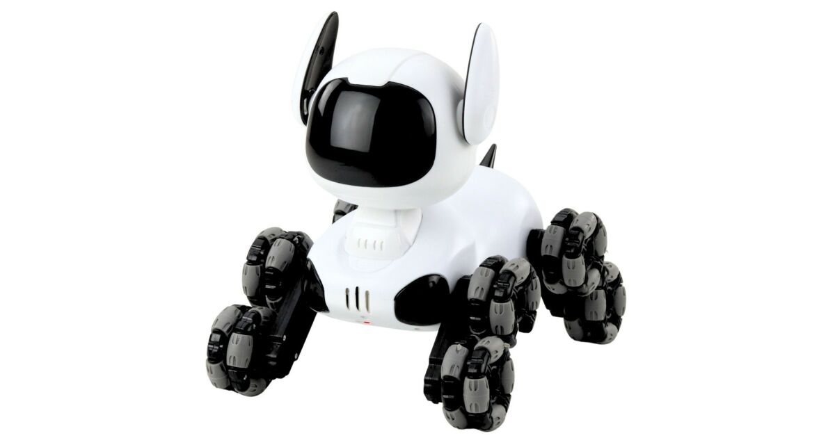 TOOBY Câine Robot Telecomandat RC Lumini 360° Sunete Alb-Negru | Pepita.com