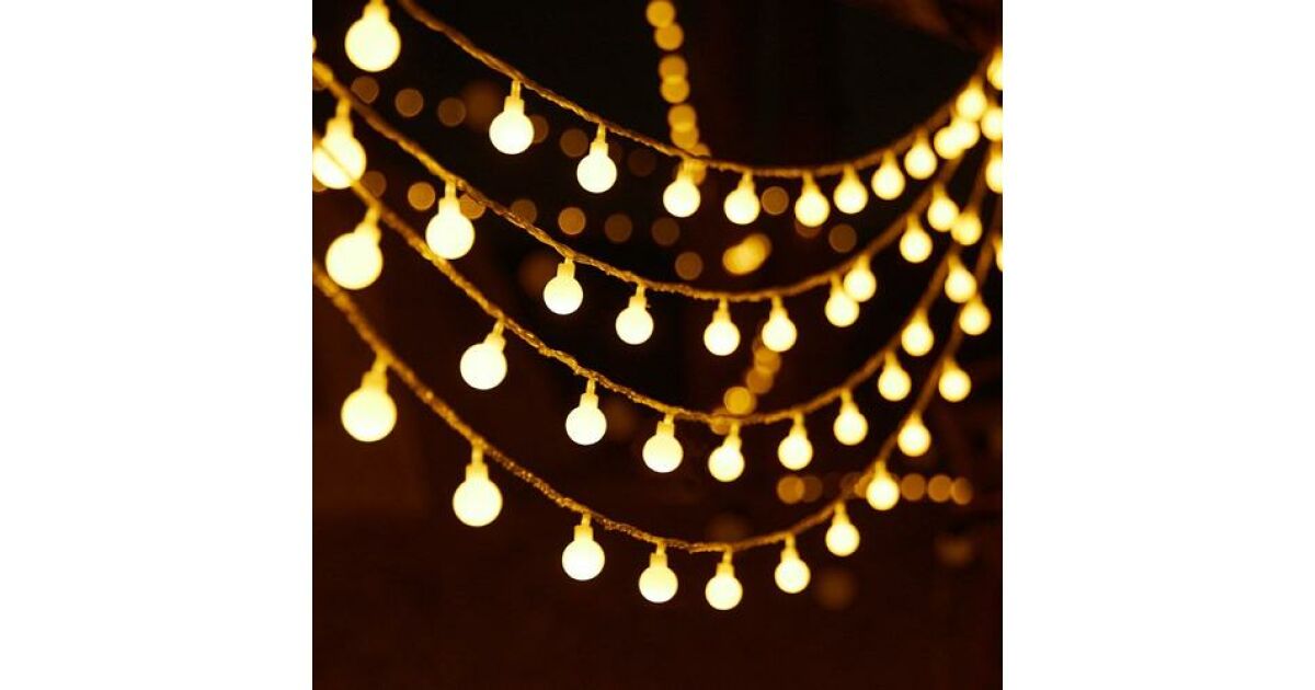 LED fényfüzér, 80 LED, 8,4 m, melegfehér, távirányítós, 8 programos ...
