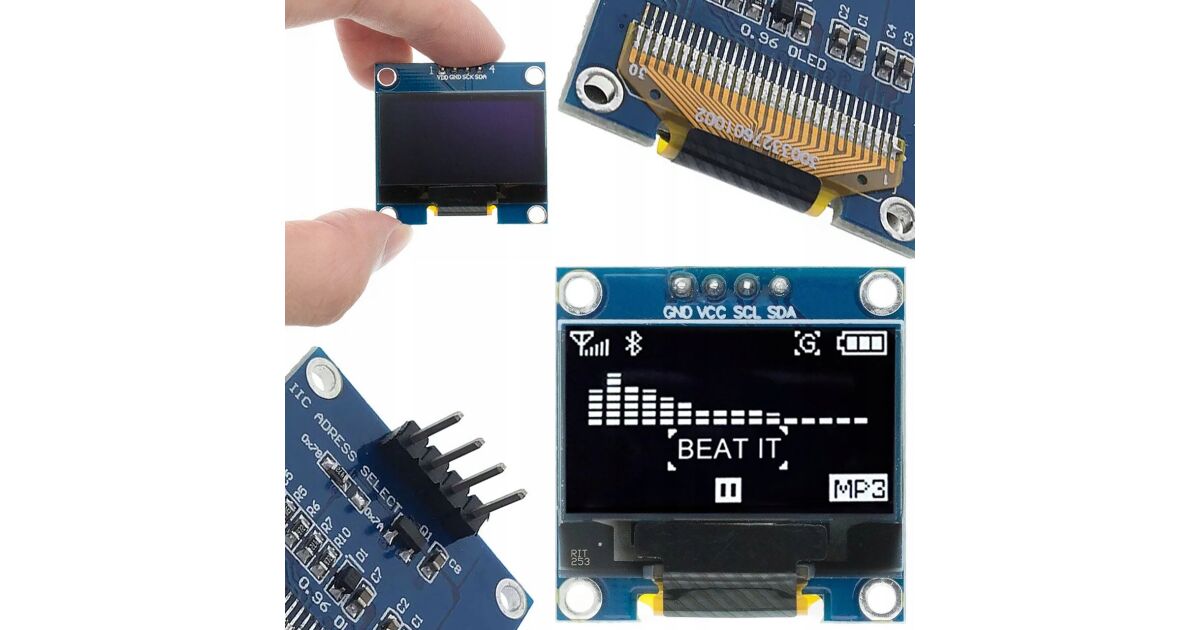 OLED Modul Displeja 0,96 – Biely 4-Pinový | I2C 128×64 3,3–5 V 27×27 mm ...