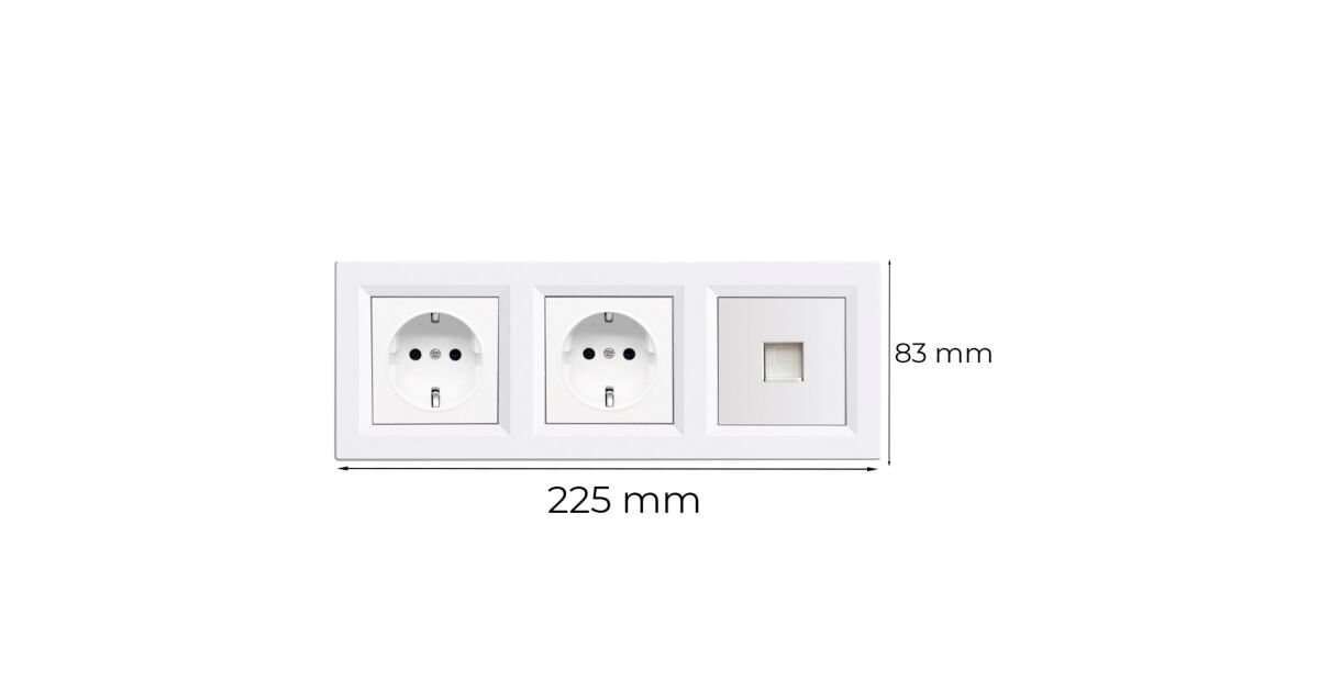Priză cu două prize împământate Nova III cu conector UTP și cadru alb ...
