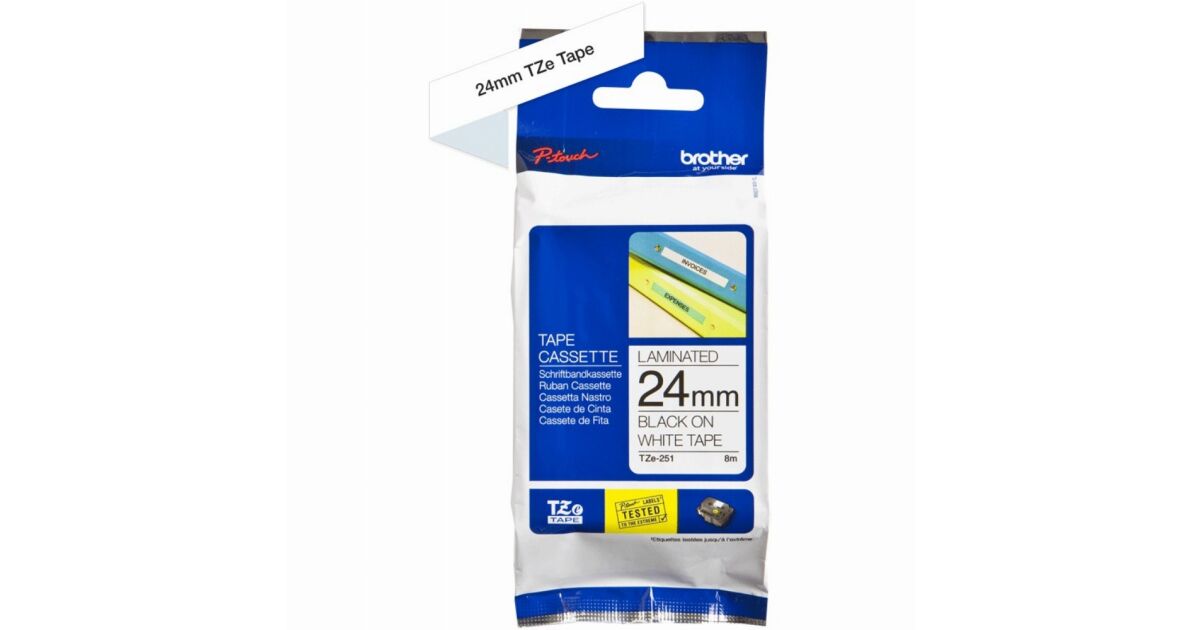 Brother TZE251 benzi pentru etichete Negru pe alb TZe (TZE251) | Pepita.com