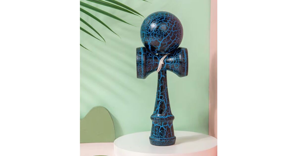 Kendama profesionala din lemn 18 cm model clasic cu design crapat ...