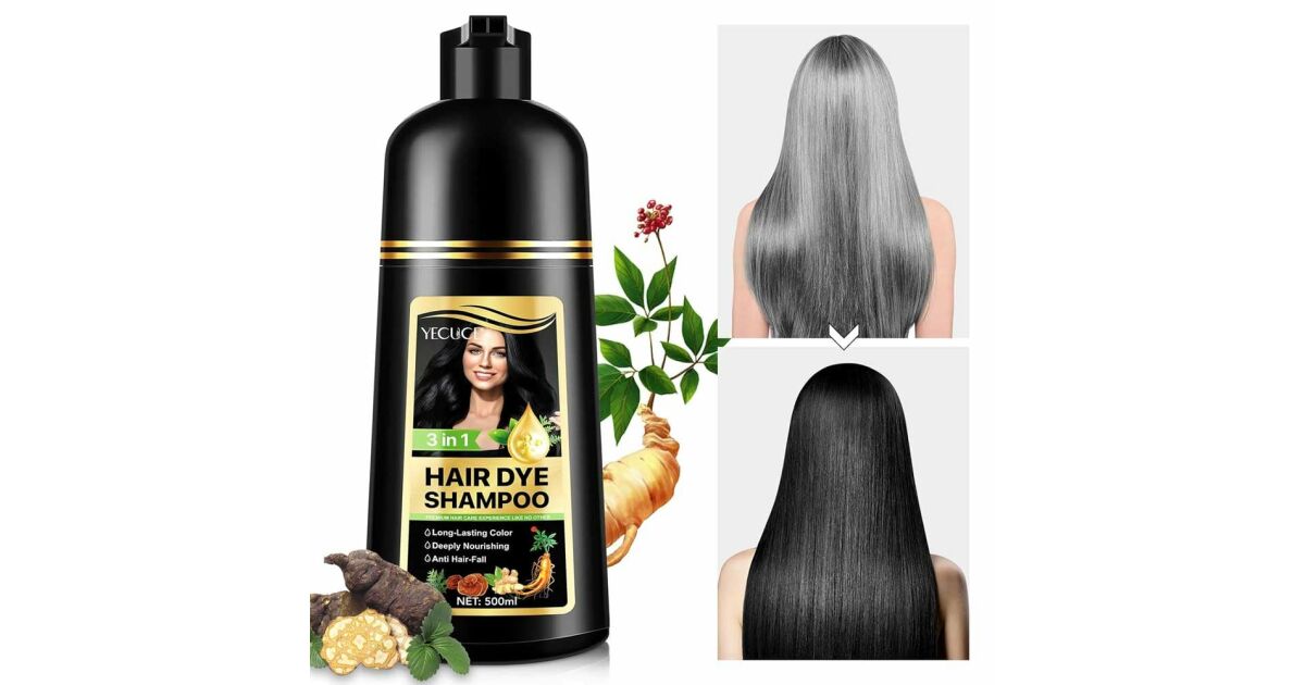 Sampon Colorant Negru, Acoperire Fire Albe, Regenerare 3 in 1 cu ...