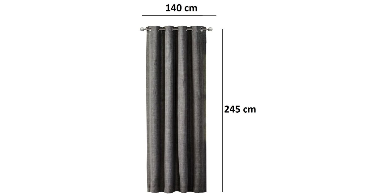 Draperie gri semi-opacă 140x245 cm — Perdea decorativă cu inele, aspect ...