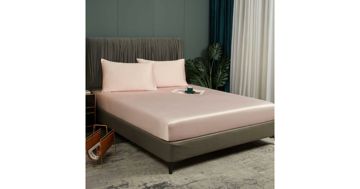 Cearceaf de pat roz cu elastic 160x200x30 cm — neted, respirabil, din ...