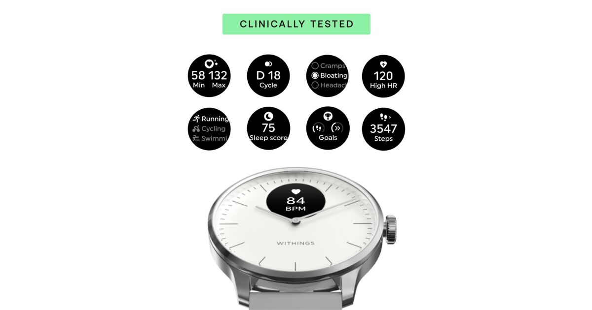 Withings HWA11-model 3 ScanWatch Light Okosóra 37mm - Fehér | Pepita.hu