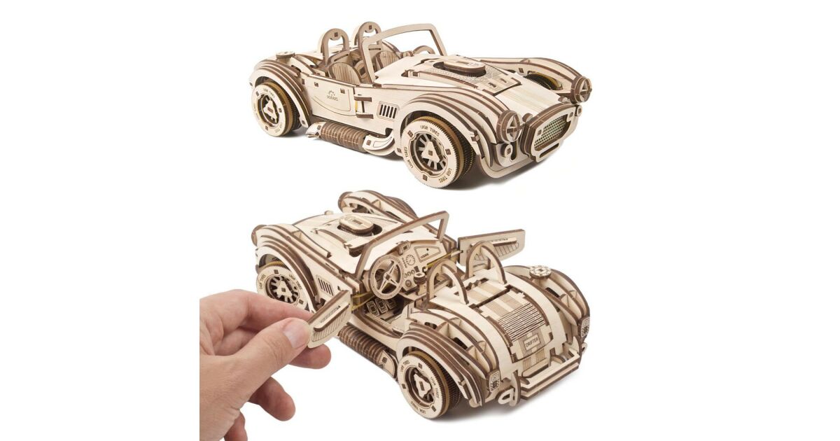 Ugears játék - 3D fa mechanikus kirakós Driftelő versenyautó Cobra ...