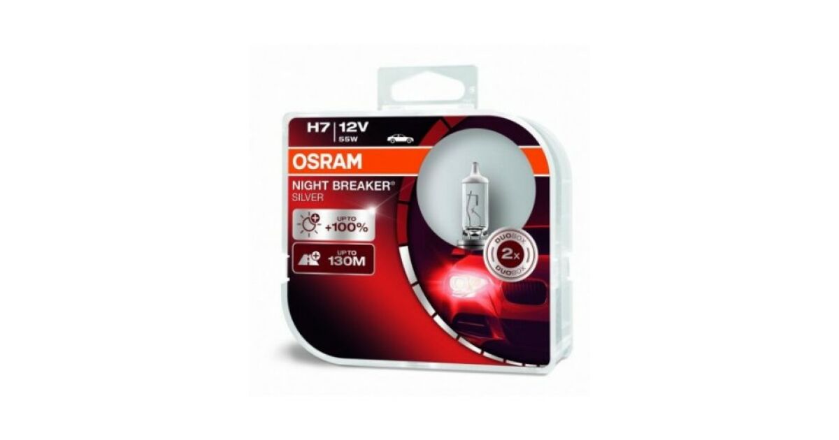 Set of 2 H7 NIGHT BREAKER SILVER Osram +100% 12V 55W Bulbs | Pepita.com