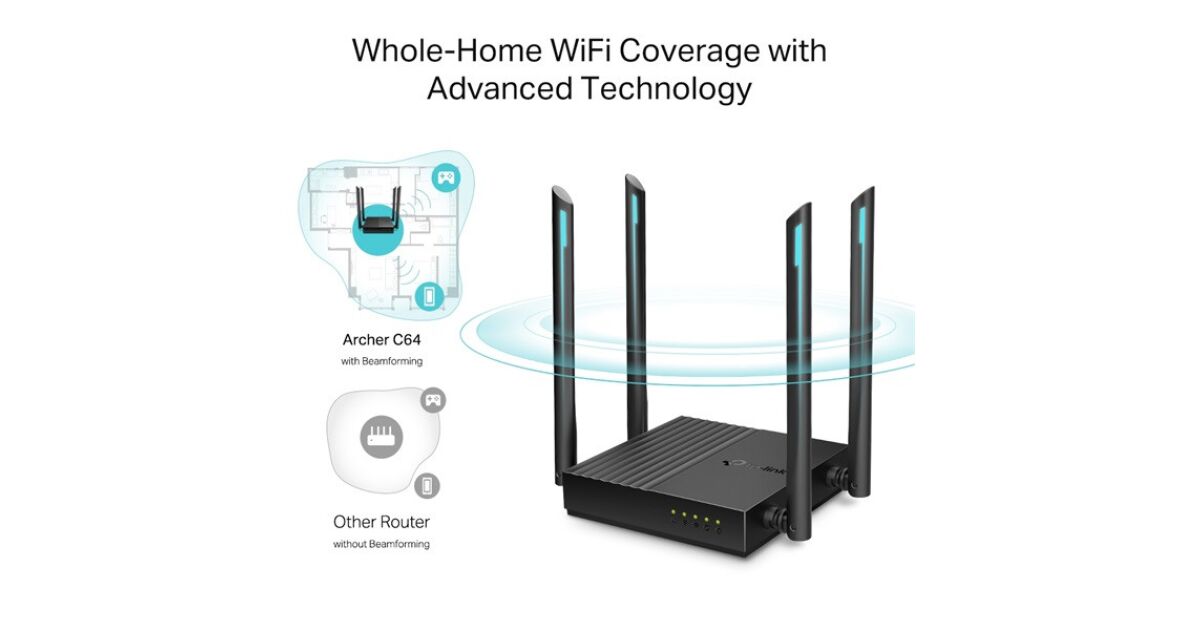 TP-Link Archer A64 AC1200 fekete vezeték nélküli MU-MIMO Wi-Fi router ...
