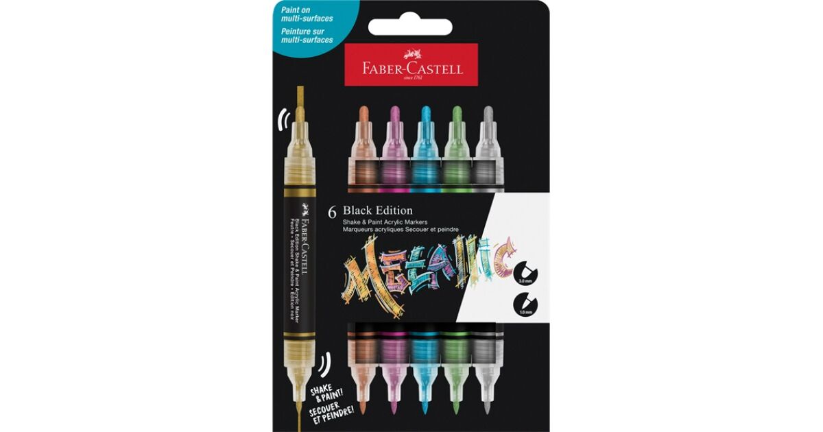 Sada 6 obojstranných akrylových fixiek Faber-Castell Black Edition ...