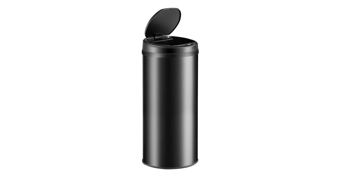 Cos gunoi cu senzor 50 L, Negru, Inox | Pepita.com