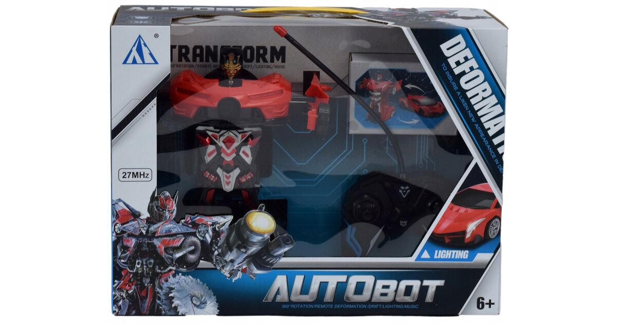 AUTO ROBOT AUTOBOT MAȘINĂ CU TELECOMANDĂ SE ILUMINEAZĂ ȘI EMITE SUNETE ...