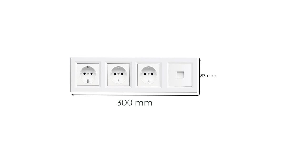 Priză cu trei prize cu împământare Nova IV cu conector UTP cu cadru alb ...