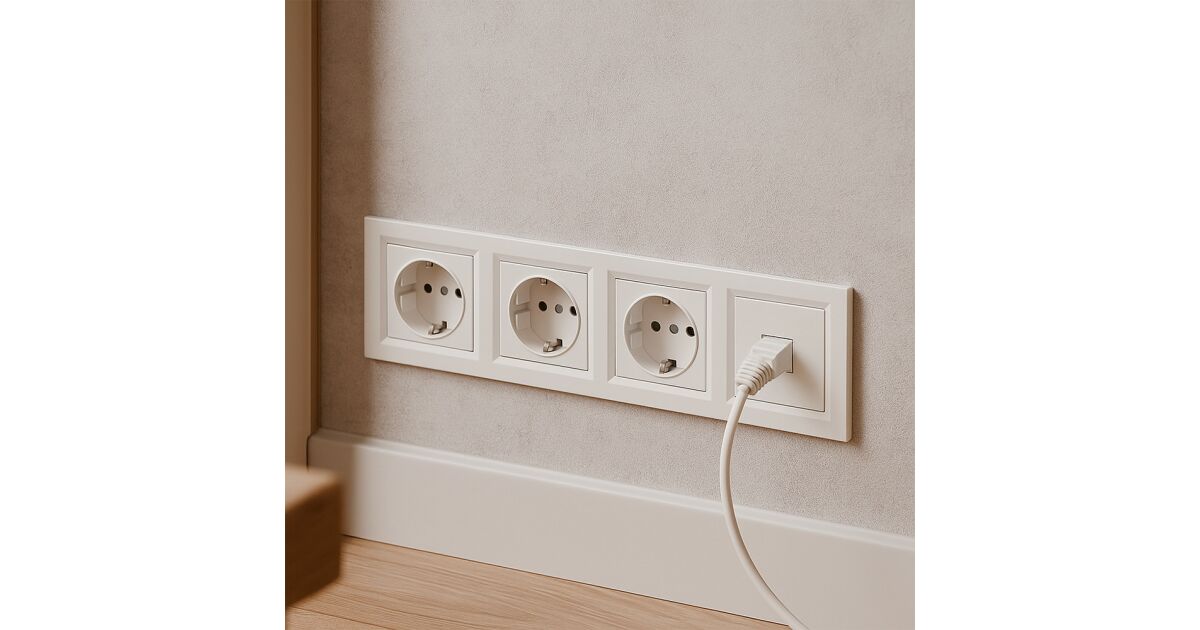 Priză cu trei prize cu împământare Nova IV cu conector UTP cu cadru alb ...