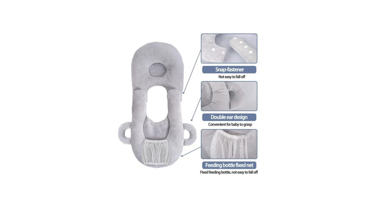 Perna alaptare portabila bebelusi cu suport de biberon detasabil, din ...