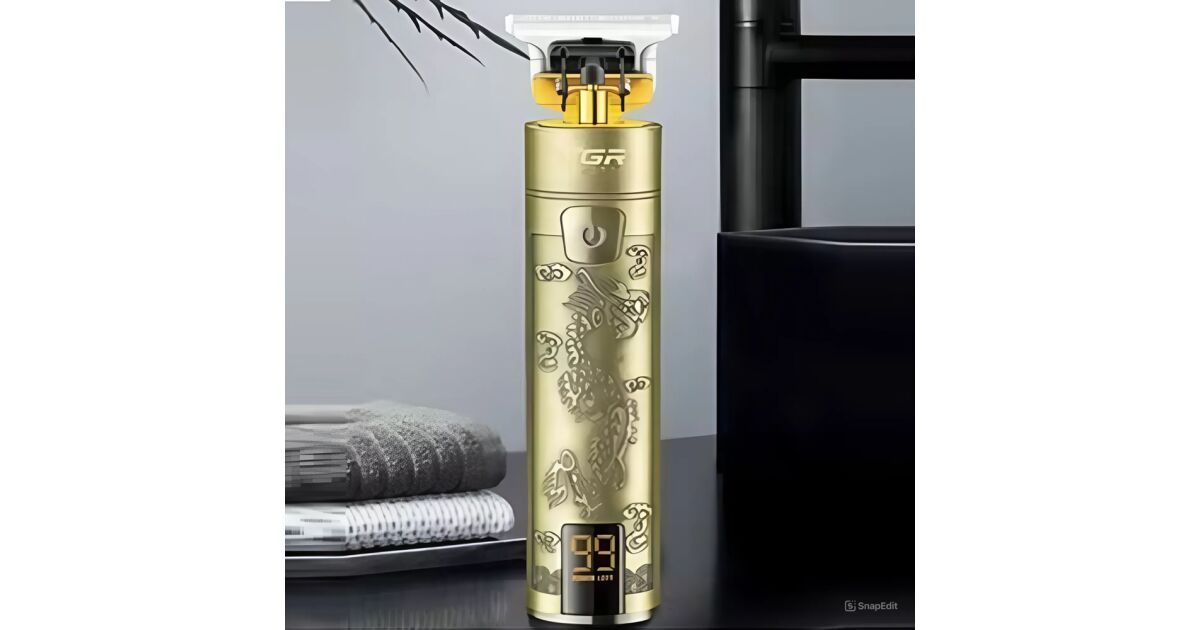 VGR-V076 LED kijelzős gravírozott hajnyíró titánium pengével és cserélhető fejekkel (BBV ...