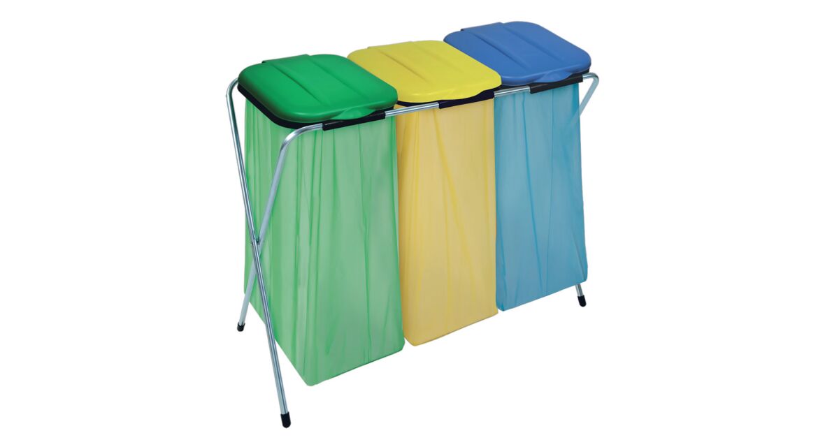 Suport saci de gunoi BRRO ECO 3, 96 x 42 x 78 cm, 3 saci x 130 l ...