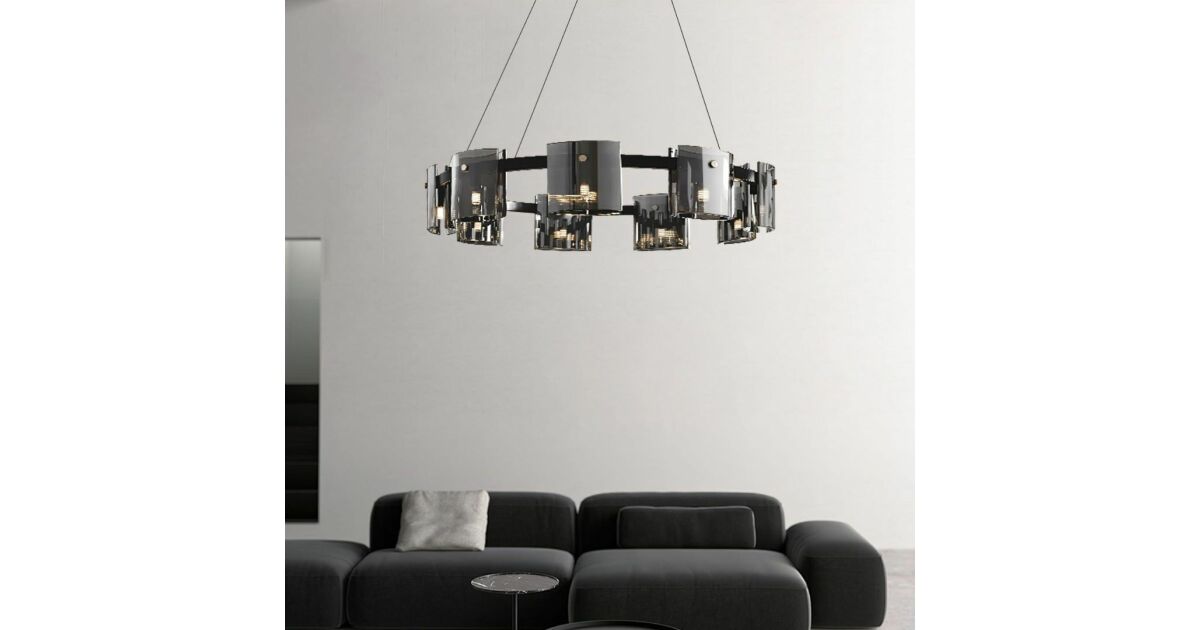 Candelabru Modern,Valmontreux Largo, 8xG9, Diametru 80cm, Negru ...