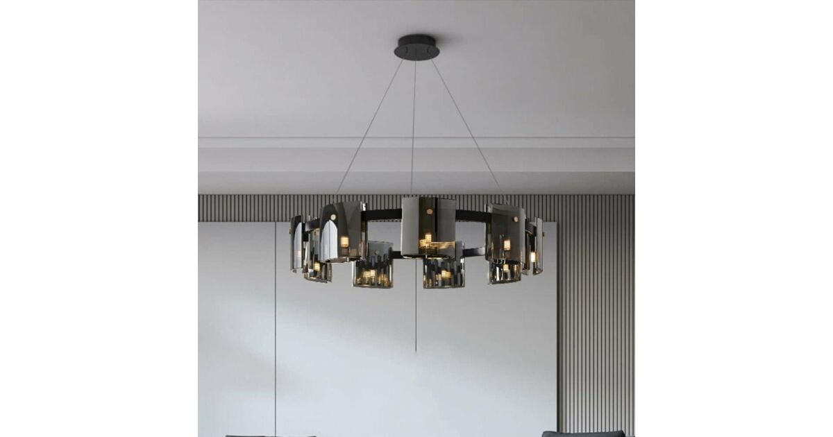 Candelabru Modern,Valmontreux Largo, 8xG9, Diametru 80cm, Negru ...