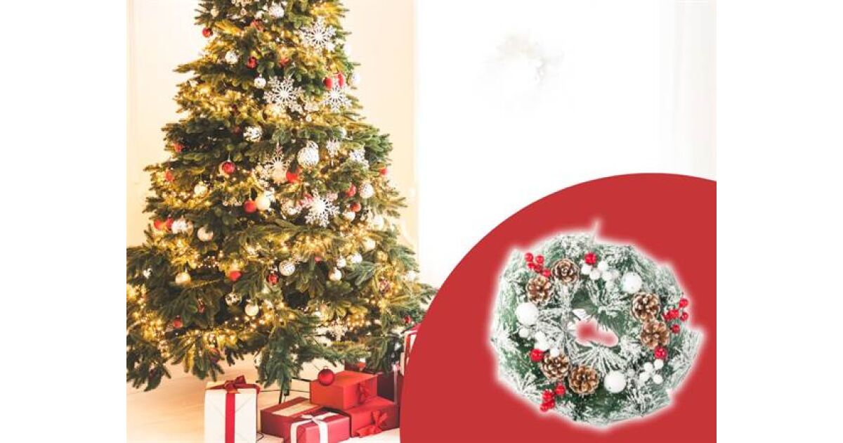 Karácsonyi koszorú füzér karácsonyi díszek ajtódíszítés ablak | Pepita.hu