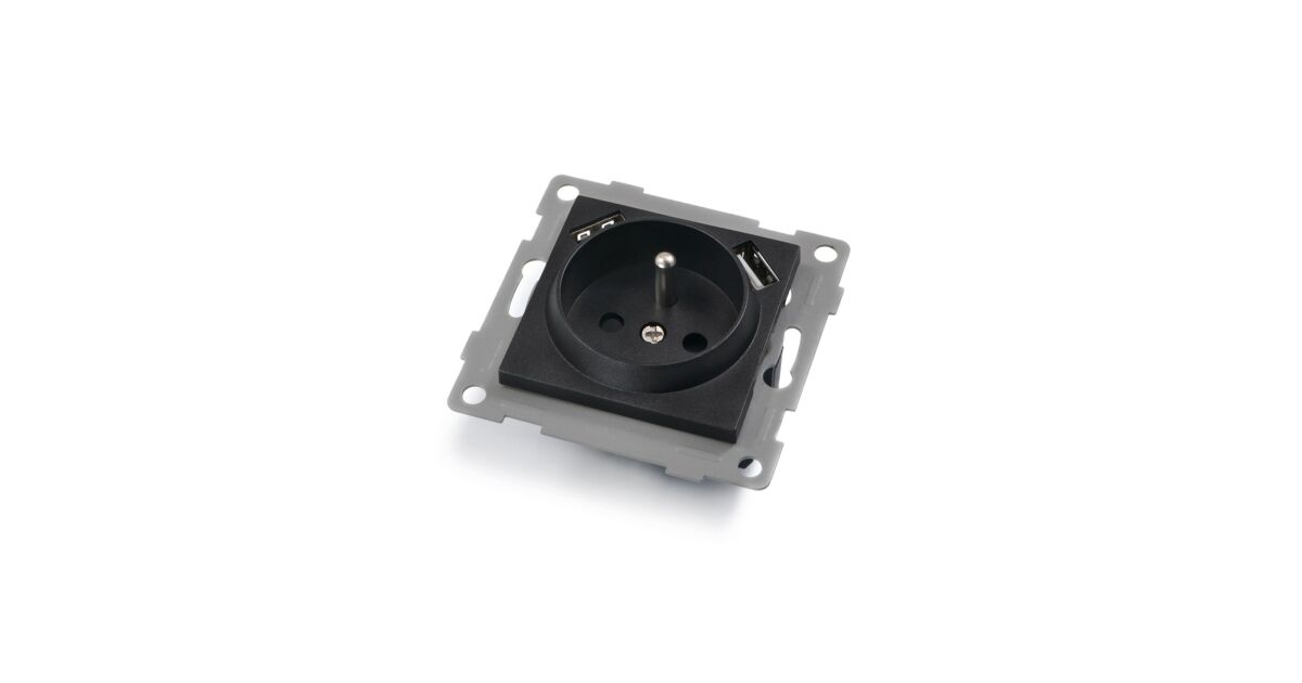 Priza cu impamantare, Zola®, ZSP, 230V, 16A, 2x port USB 1A, 7.3x7.3 cm ...